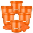 6 Pack 2 Gallon Plastic Bucket with Lid Heavy Duty Pail with Metal ...