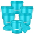 6 Pack 2 Gallon Plastic Bucket with Lid Heavy Duty Pail with Metal ...