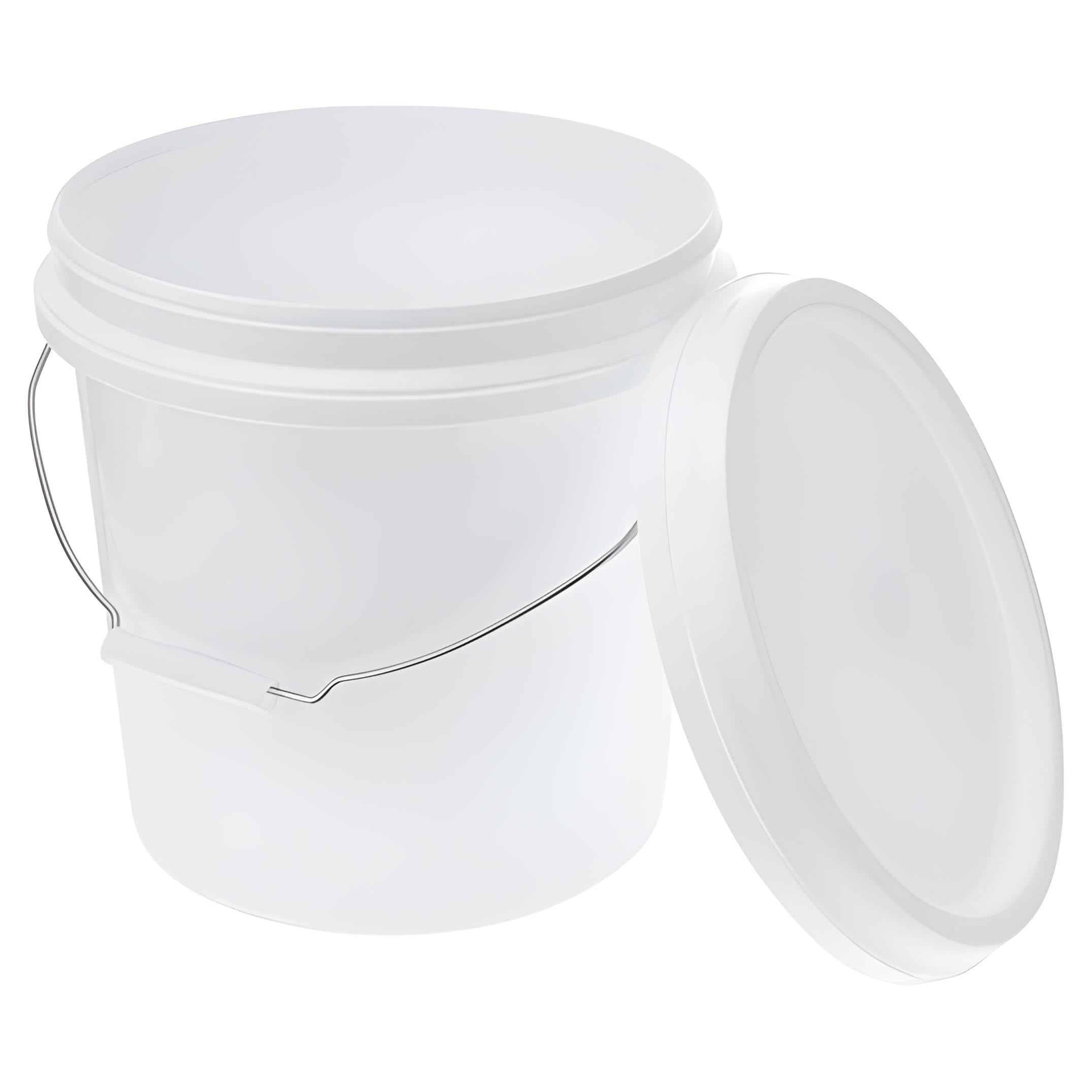 6 Pack 2 Gallon White Bucket and Lid, Heavy Duty Plastic Pail for ...