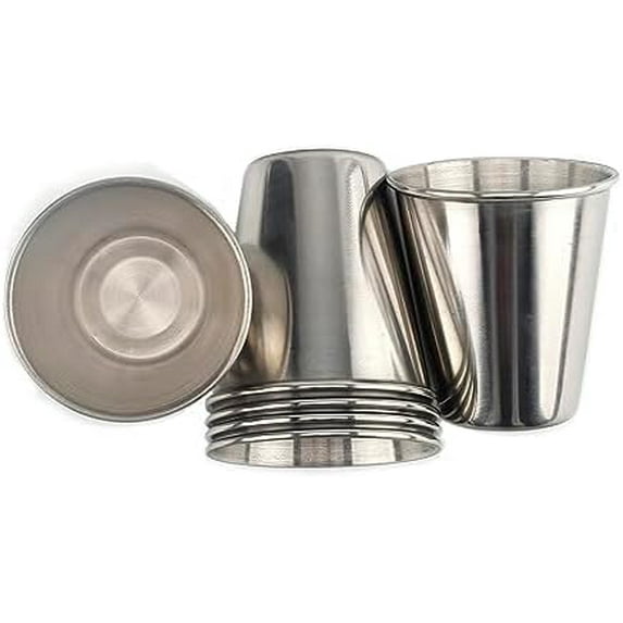 6 Pack 2 Oz Stainless Steel Shot Glasses Cups Mini Metal Espresso Beer ...