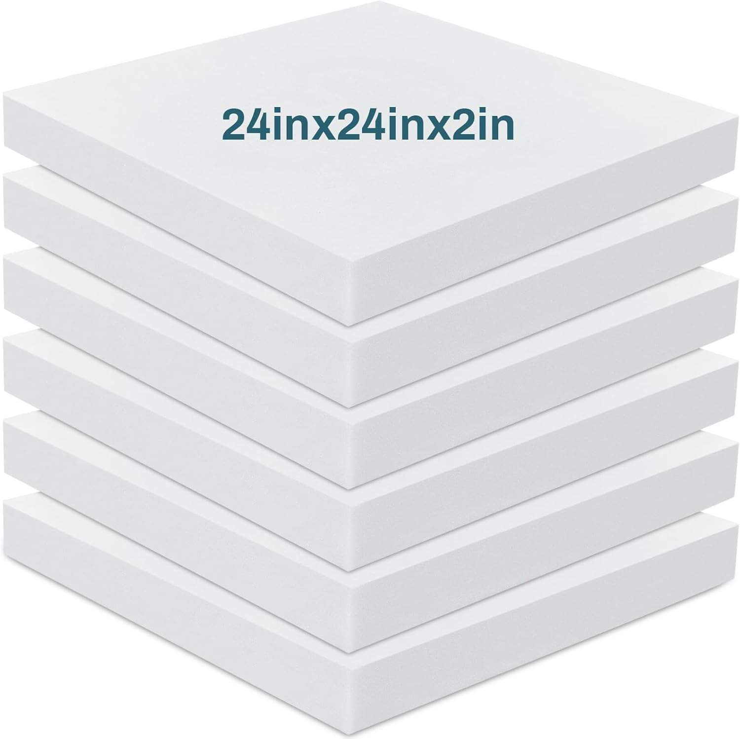 6 Pack 2" X 24" X 24" Upholstery High Density Foam Cushion White Square ...