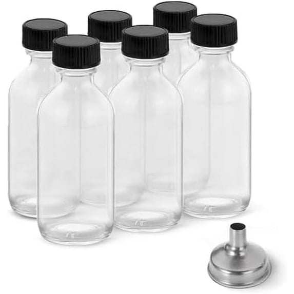 6 Pack 2 oz Shot Bottles with Caps & Stainless Steel Funnels, Juicing ...