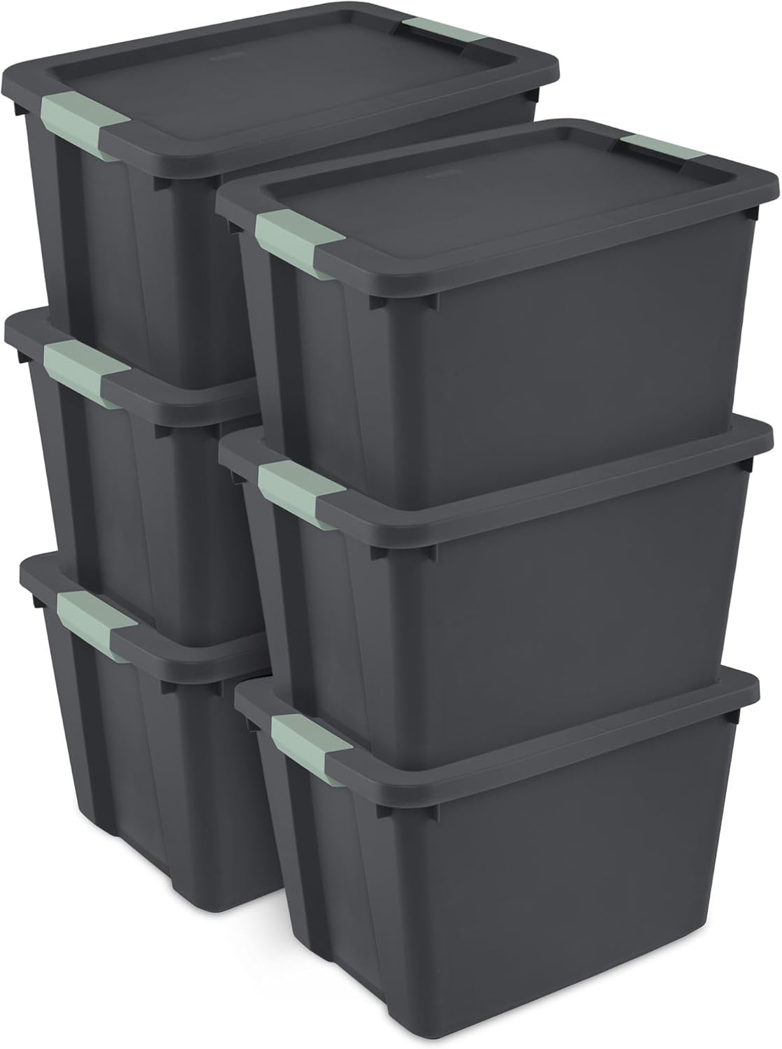 6 Pack 20 Gallon Latch Tote, Stackable Plastic Storage Bin Container ...