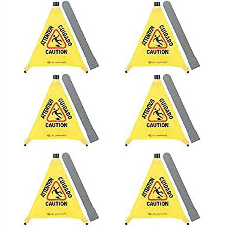"6-Pack 20"" Pop-up Safety Cone Yellow Plastic Caution Wet Floor Signs ...