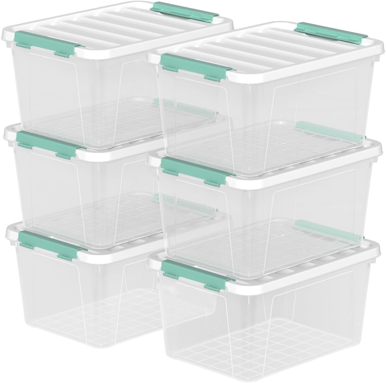 6-Pack 20 Quart Clear Plastic Storage Bins with Lids - Stackable Organizers for Home/Closet ...
