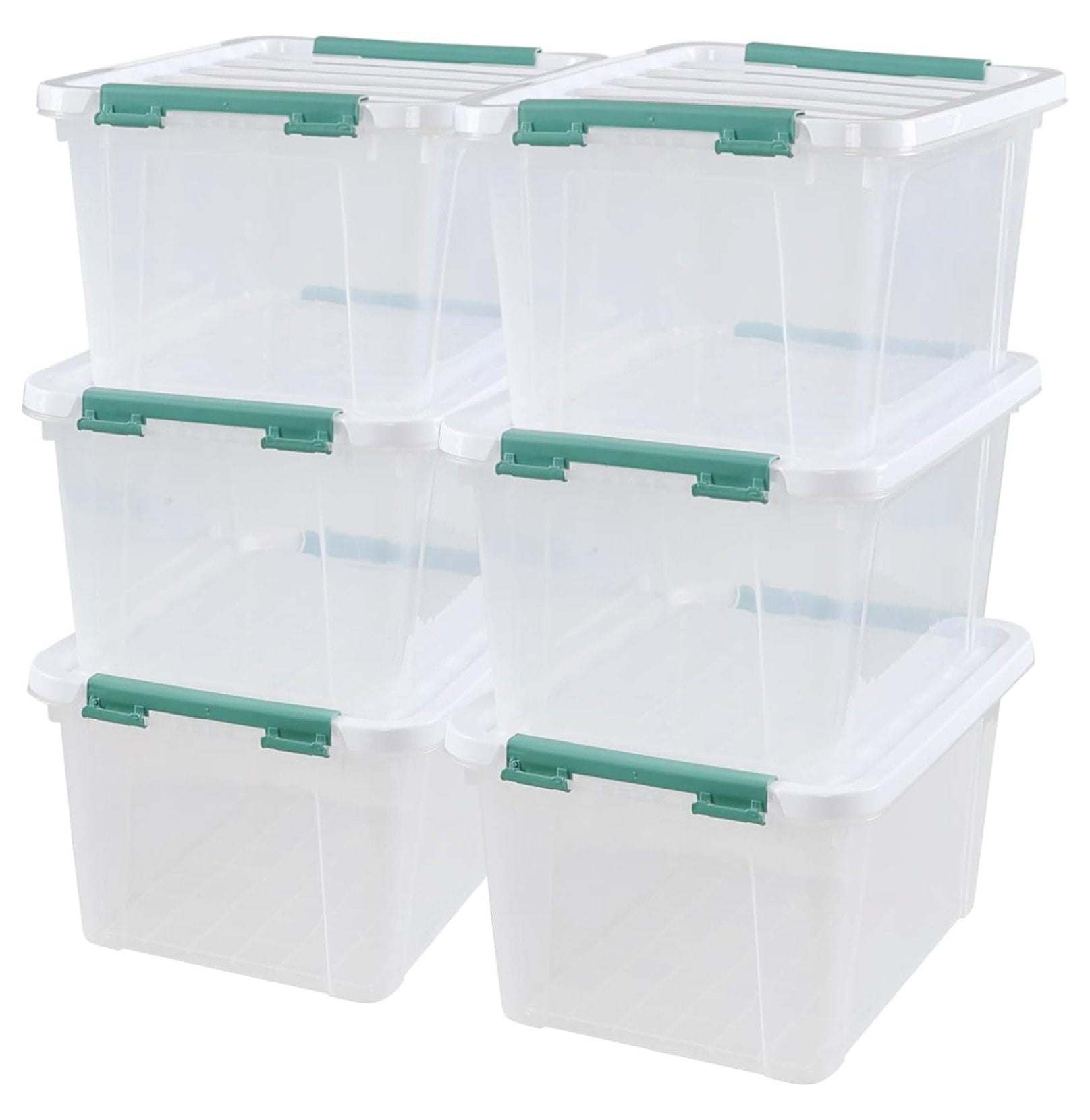 6 Pack 20 Quart Plastic Storage Bins with Lids, Clear Latching ...
