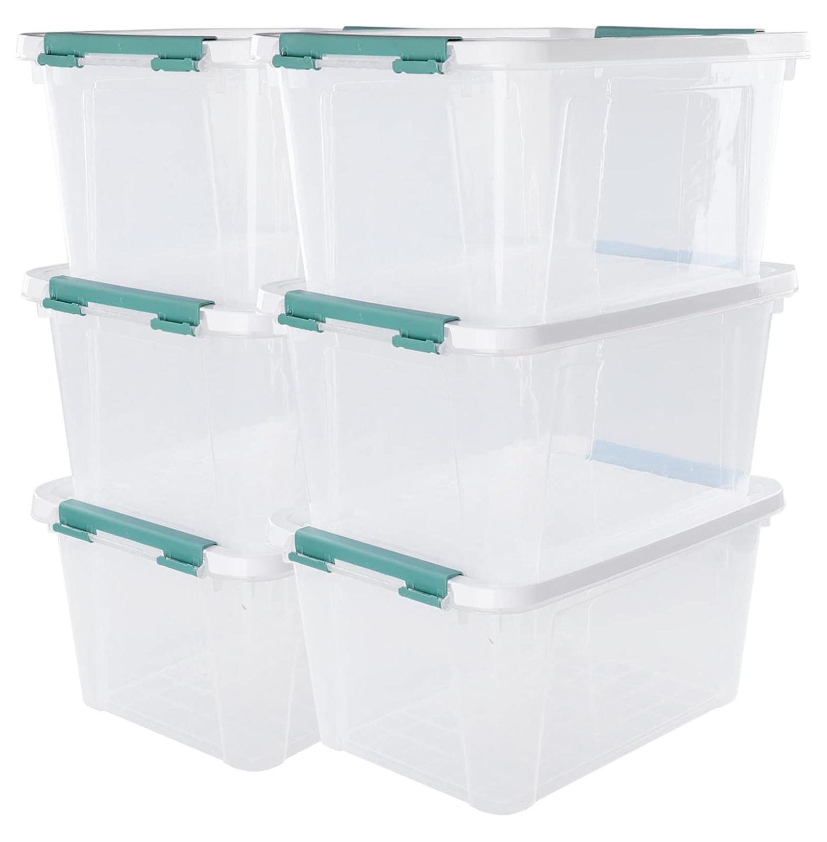 6-Pack 20 Quart Plastic Storage Boxes, Latching Storage Bin Box, Clear ...