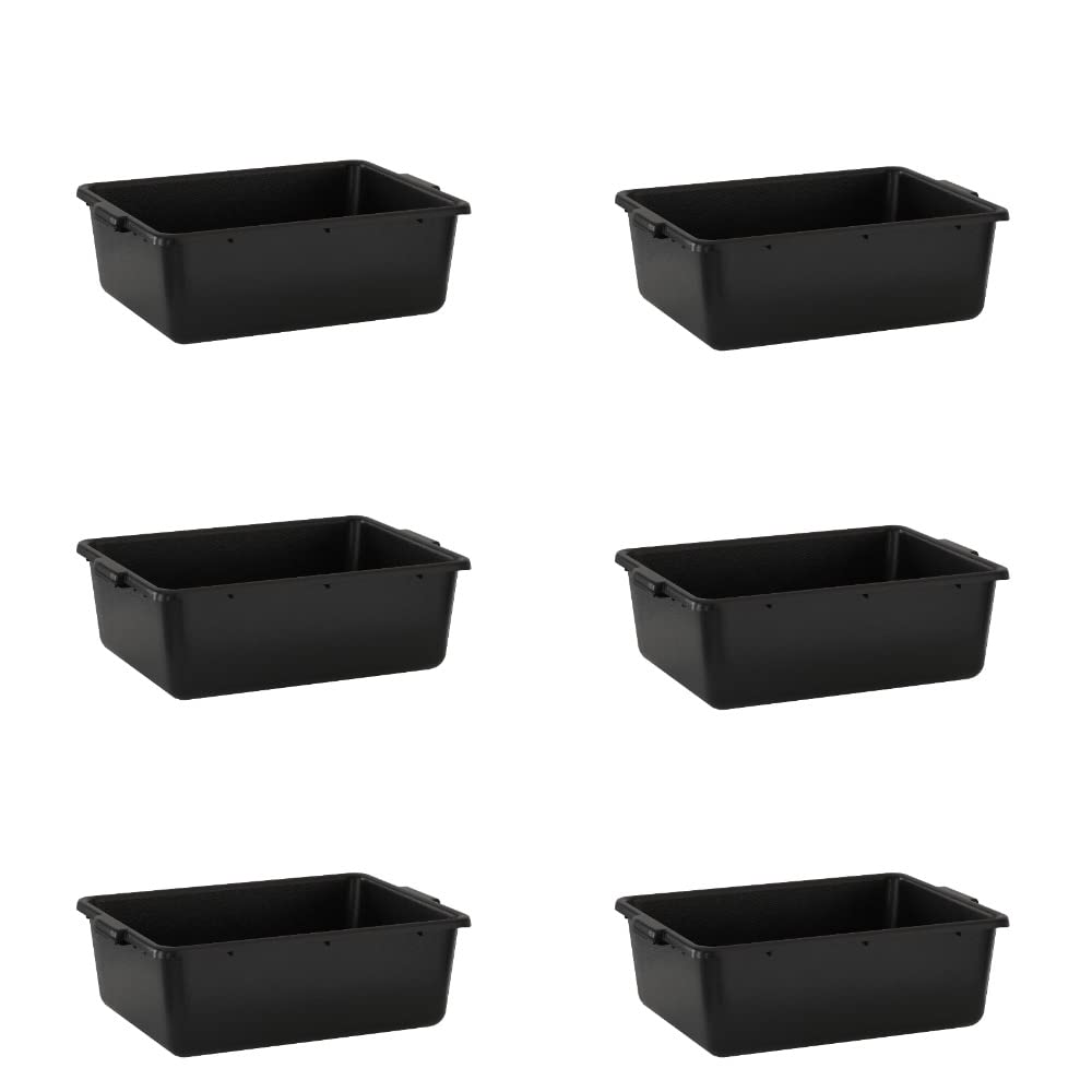 6-Pack 20" x 15" x 7" 9 Gallon Black Polypropylene Plastic Bus Tub/Bus ...