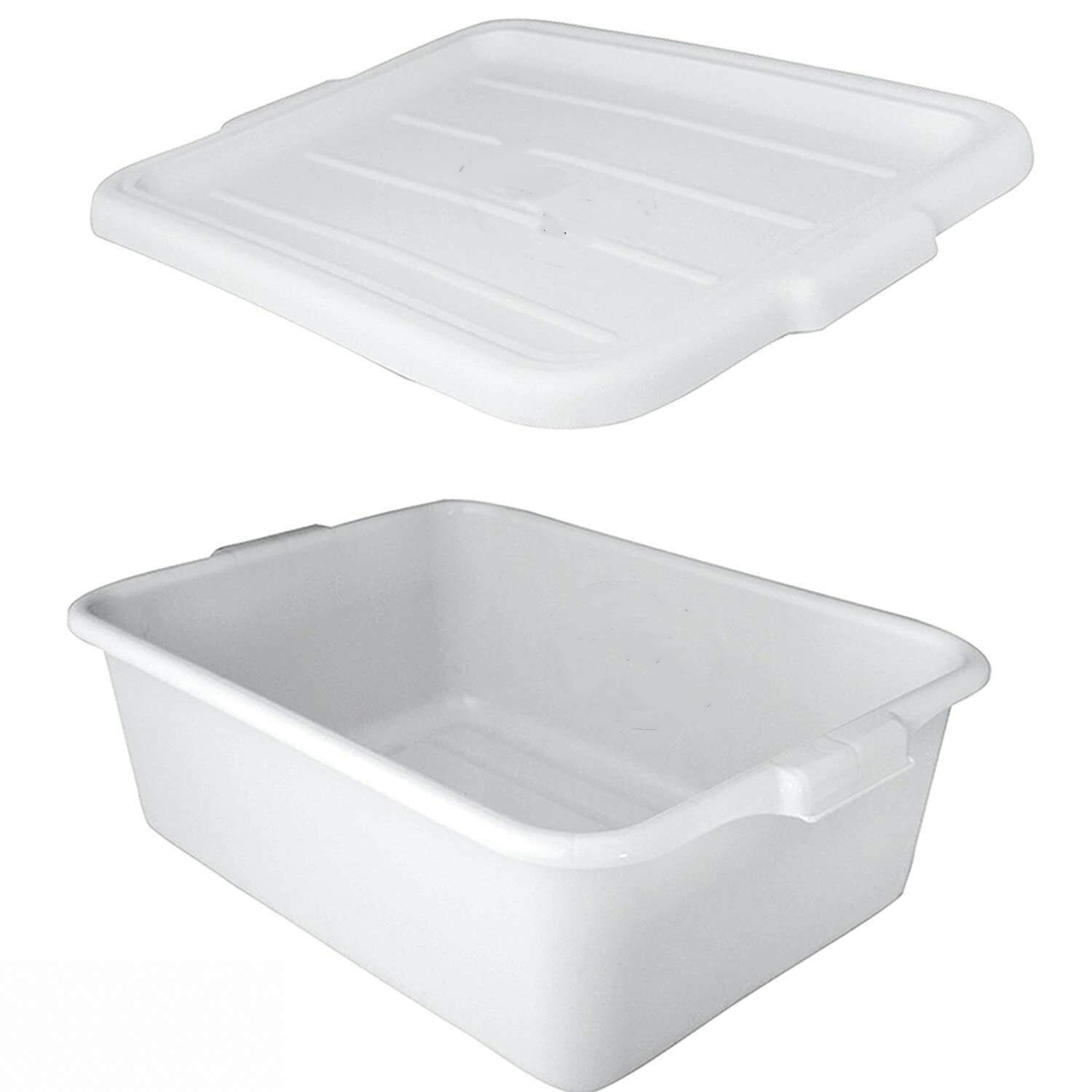 6 Pack 20" x 15" x 7" White Storage Plastic Dish Restaurant Food Bus ...