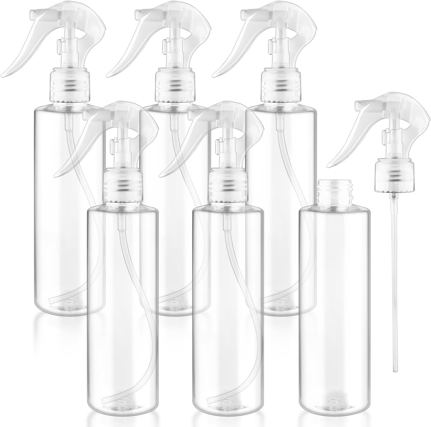6-Pack 200ml Clear Plastic Bottles with Clear PP Empty Fine Mist Liquid ...
