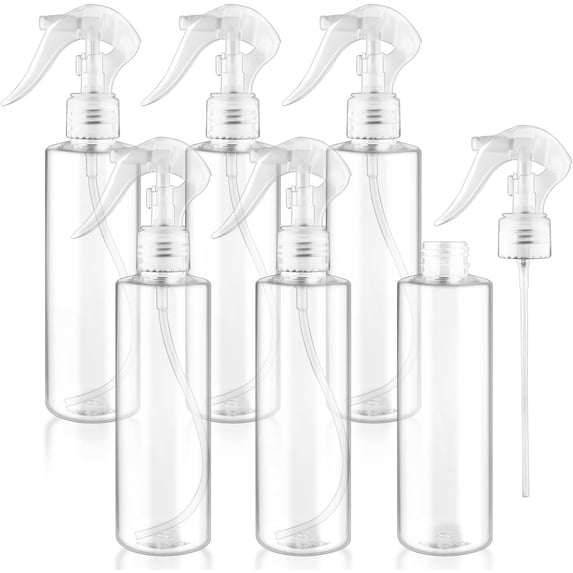 6-Pack 200ml Clear Plastic Bottles with Clear PP Empty Fine Mist Liquid ...