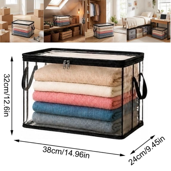 6 Pack 2026 Upgraded Large Heavy-Duty Thick Plastic Clear Storage Bag ...