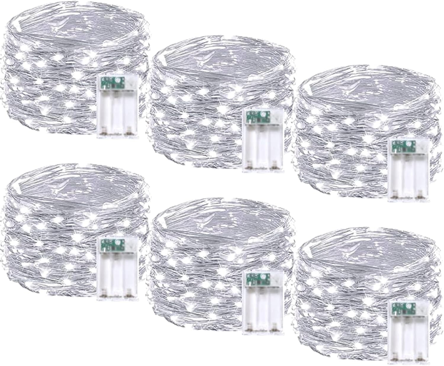 6 Pack 20FT 60LED Battery Operated Fairy Lights with Timer, Waterproof ...