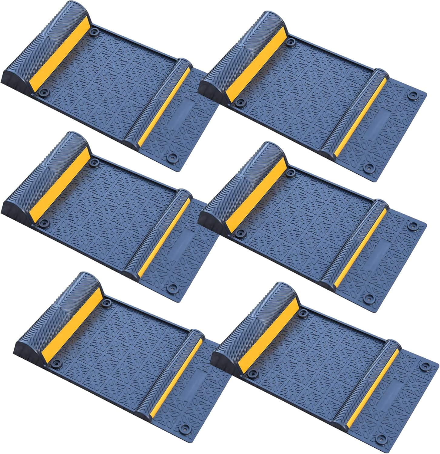 6 Pack 21" Parking Guide Mat, Heavy Duty PU Wheel Stopper w/Reflective ...