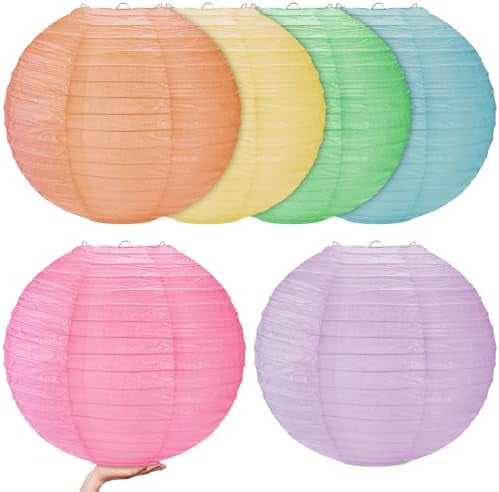 6 Pack 24 Inch Jumbo Pastel Paper Lanterns Party Hanging Decorations ...