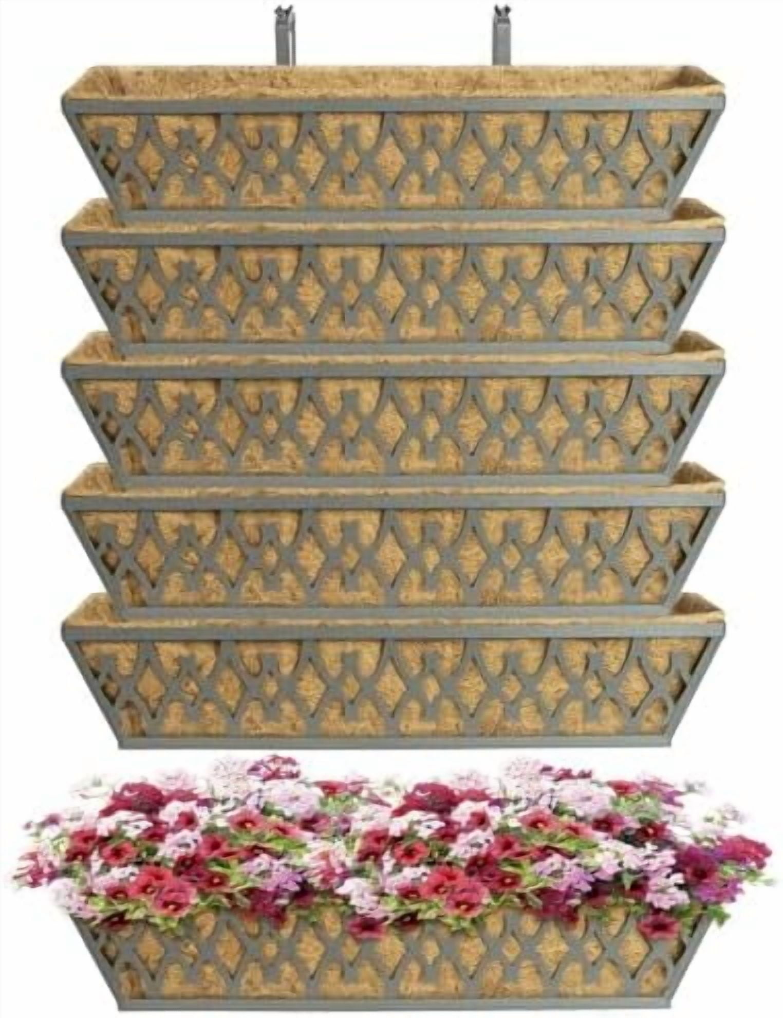 6 Pack 24 Inch Window Boxes Planters Railing Planter Box with ...