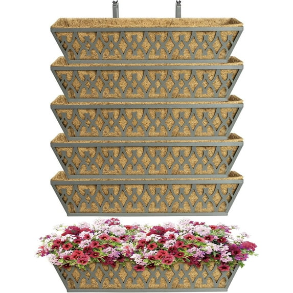 6 Pack 24 Inch Window Boxes Planters Railing Planter Box with ...