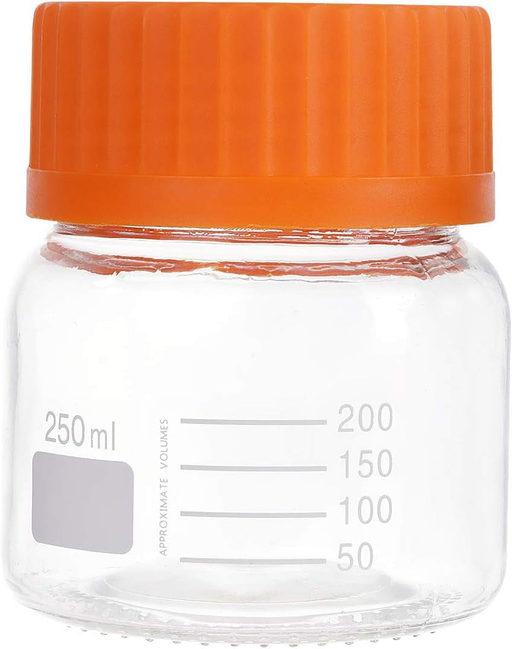 6 Pack 250 ML Wide Mouth Graduated Round Reagent Media/Storage Lab ...