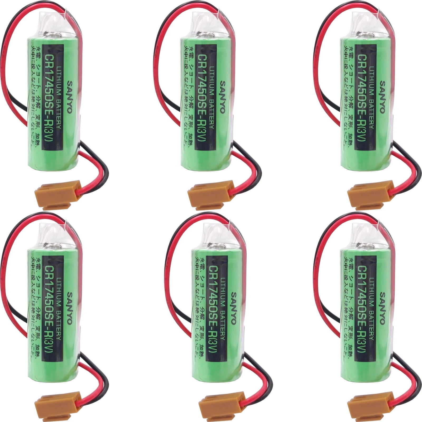 (6-Pack) 2500mah CR17450SE-R 3V PLC Replacement Battery with Brown Plug for FANUC A98L-0031-0012 ...