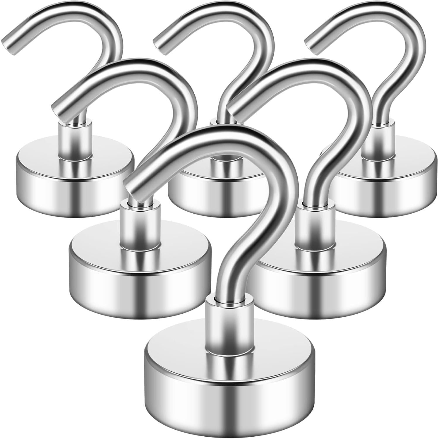 6 Pack 25LBS Magnetic Hooks Heavy Duty Neodymium Magnet Hooks for ...