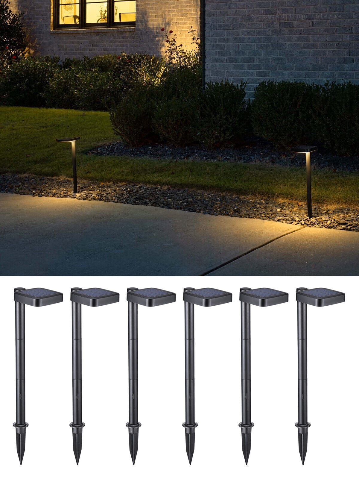 6 Pack 2CCT Solar Path Lights, Dimmable, Auto Dusk to Dawn Landscape ...