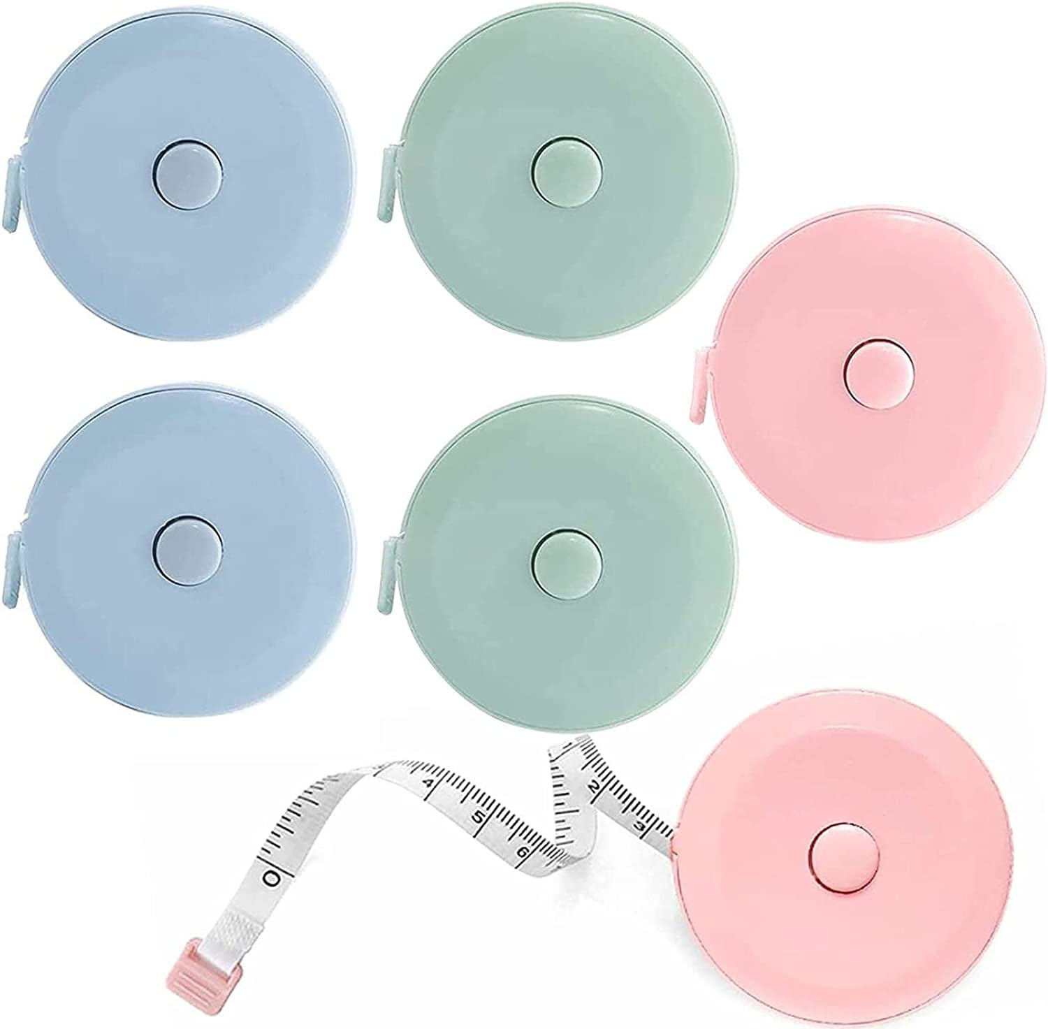 6-Pack 2m Automatic Telescopic Measuring Tape, Plastic Soft Leather ...