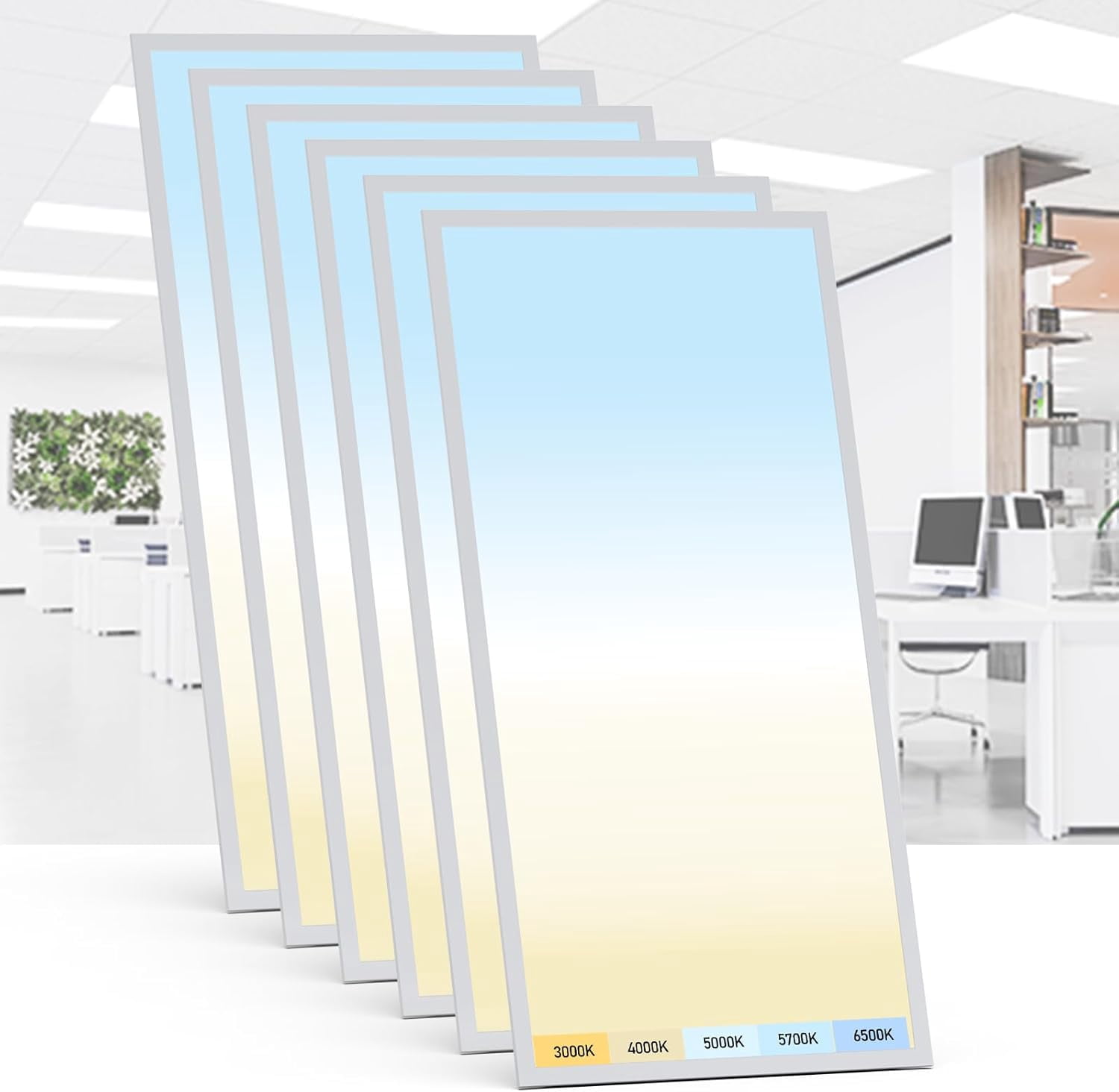 6 Pack 2x4 LED Flat Panel Light 5 Color Temperature 5 Power Adjustable ...