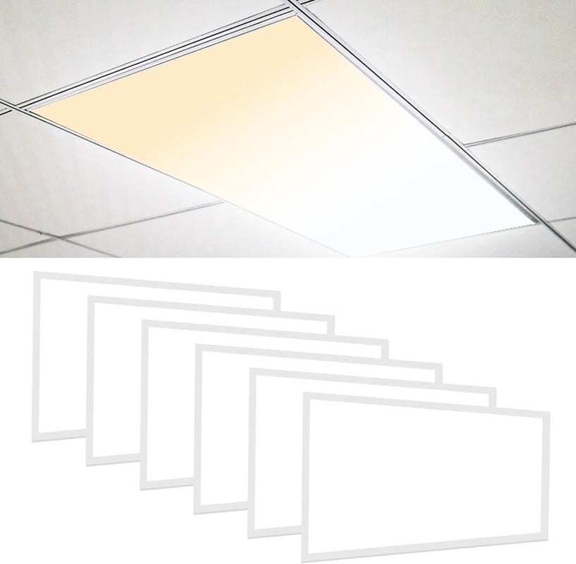 6 Pack 2x4 LED Flat Panel Light Drop Ceiling 0-10V Dimmable, 30/40/50W ...