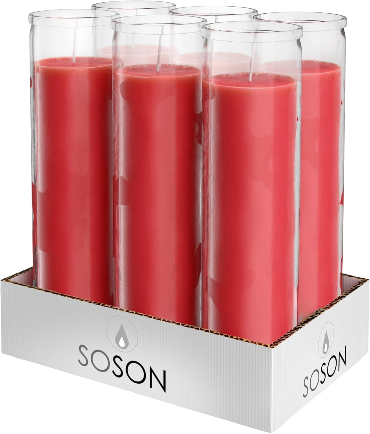 6 Pack 2x8 Inch Red Devotional Candles in Glass Jar - 90 Hours Prayer ...