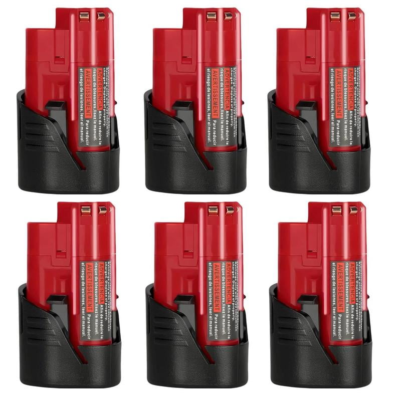 6-Pack 3.0Ah 12V Lithium Battery Replacement for Milwaukee M12 ...