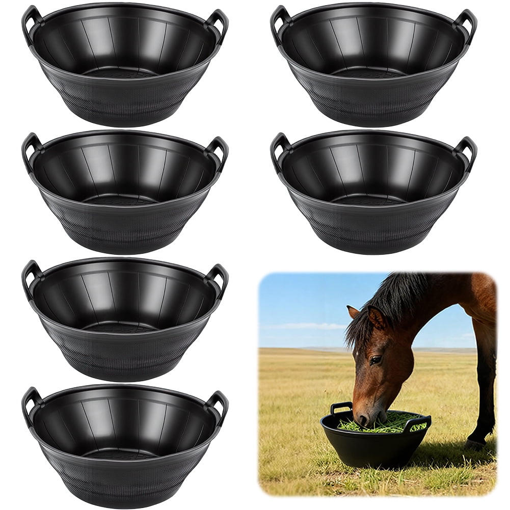 6 Pack 3.1 Gallon Rubber Feed Pan with Handle,Multi-Purpose Flexible ...