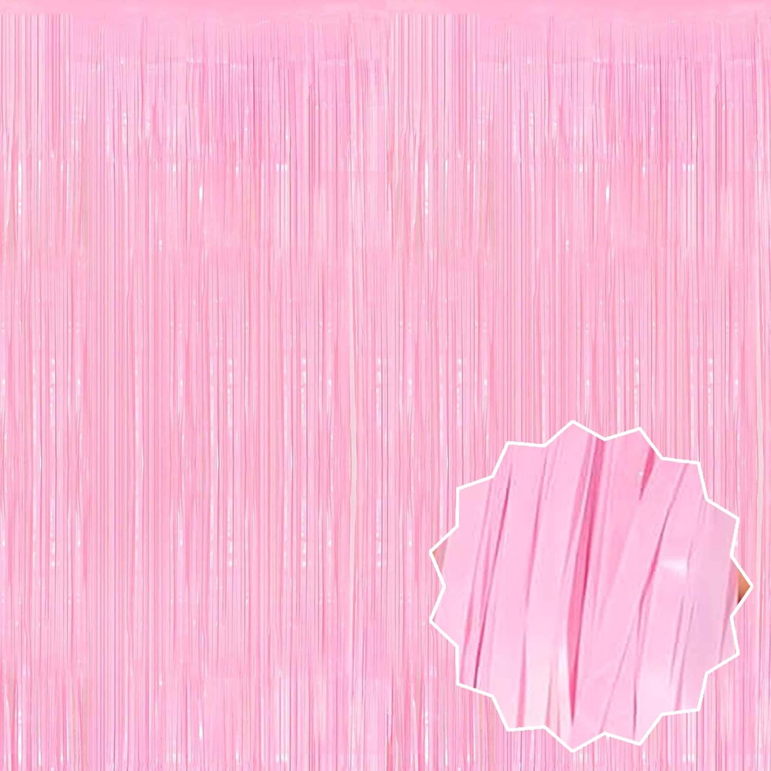 6 Pack 3.28x9.8 Ft Macaron Pink Foil Fringe Backdrop Curtains, Metallic ...