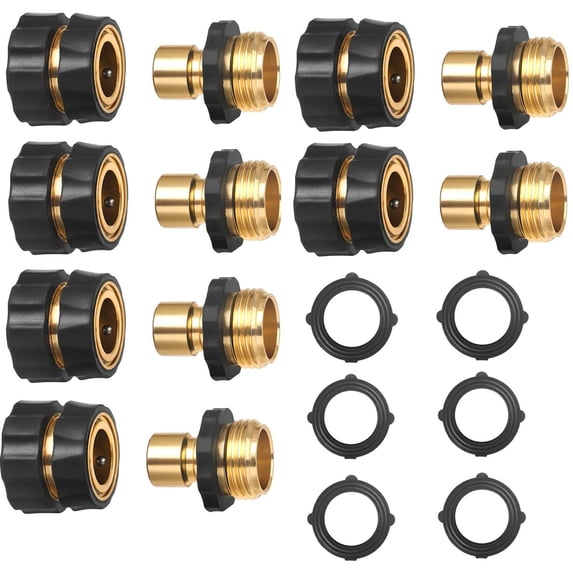 6 Pack 3/4 Inch Garden Hose Quick Connector Fittings Aluminum Male and ...