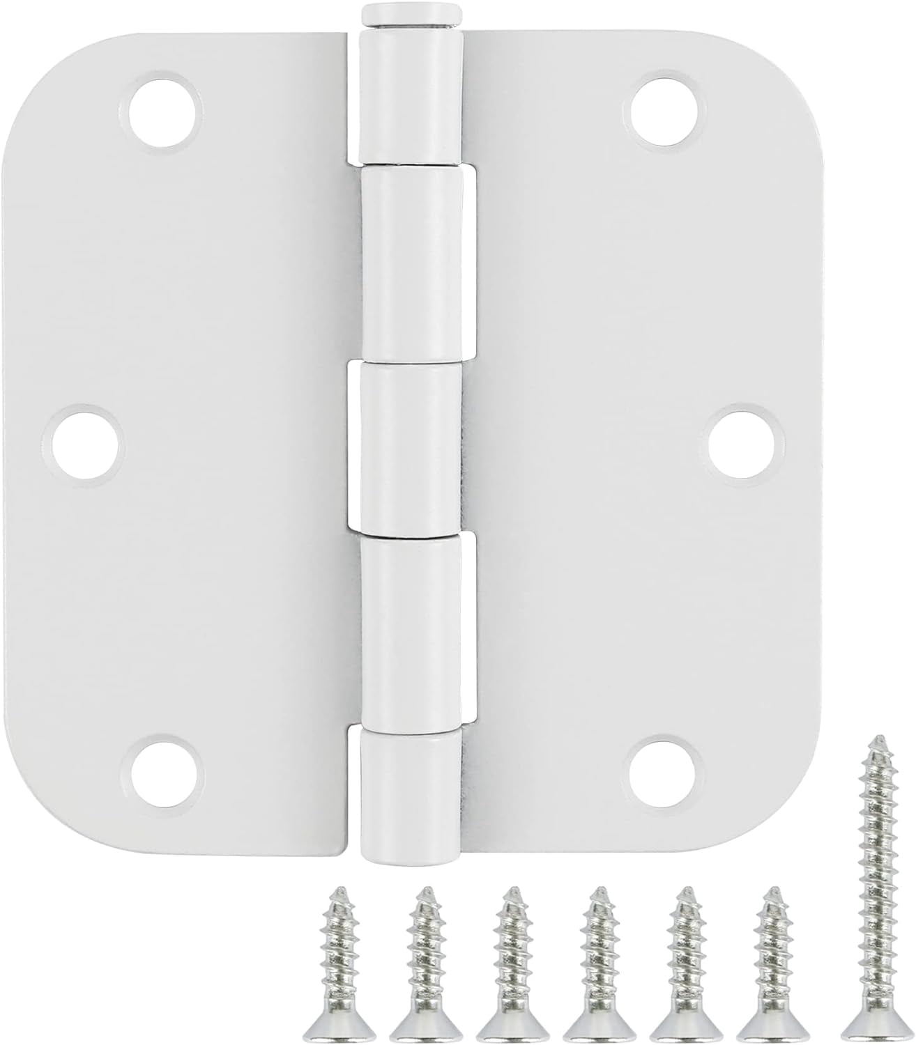 6 Pack 3.5 Inch White Matte Rounded Door Hinges Noise Free Iron ...