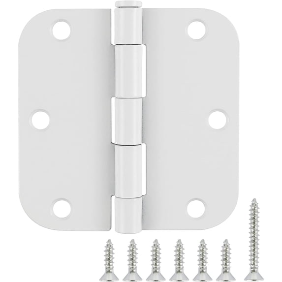 6 Pack 3.5 Inch White Matte Rounded Door Hinges Noise Free Iron ...