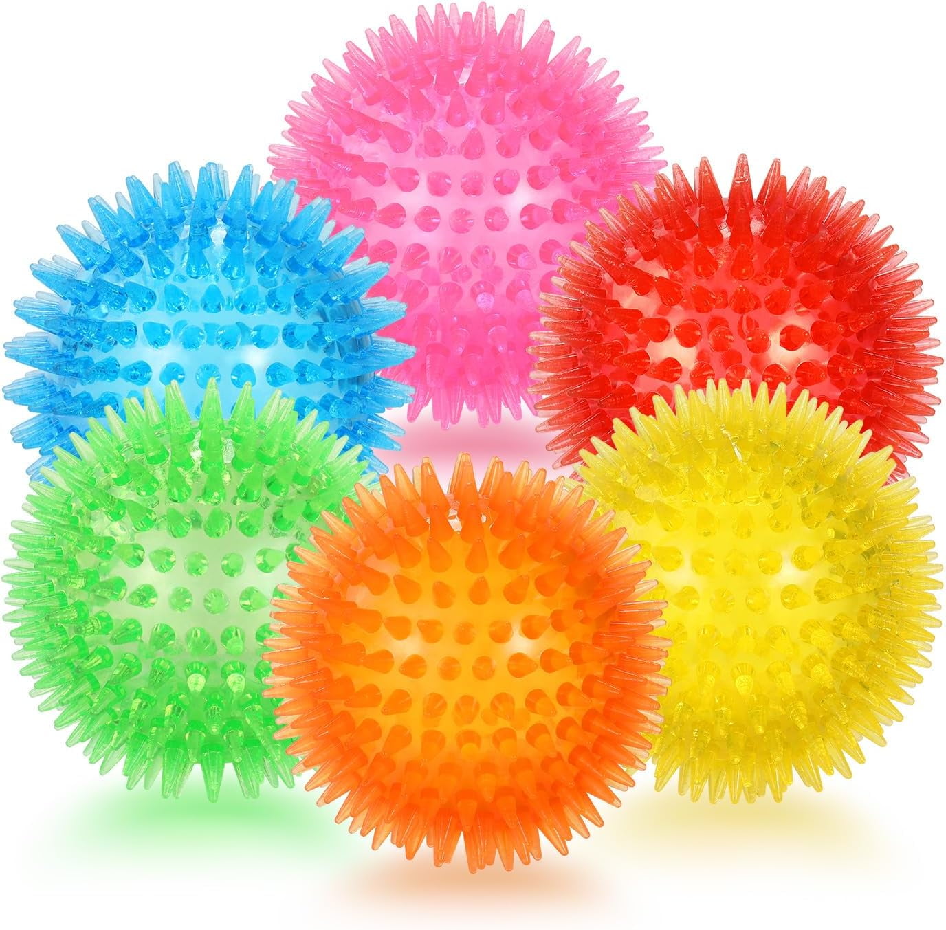6 Pack 3.5” Squeaky Dog Toy Balls, Floating Pool Balls, Spiky Dog Balls ...