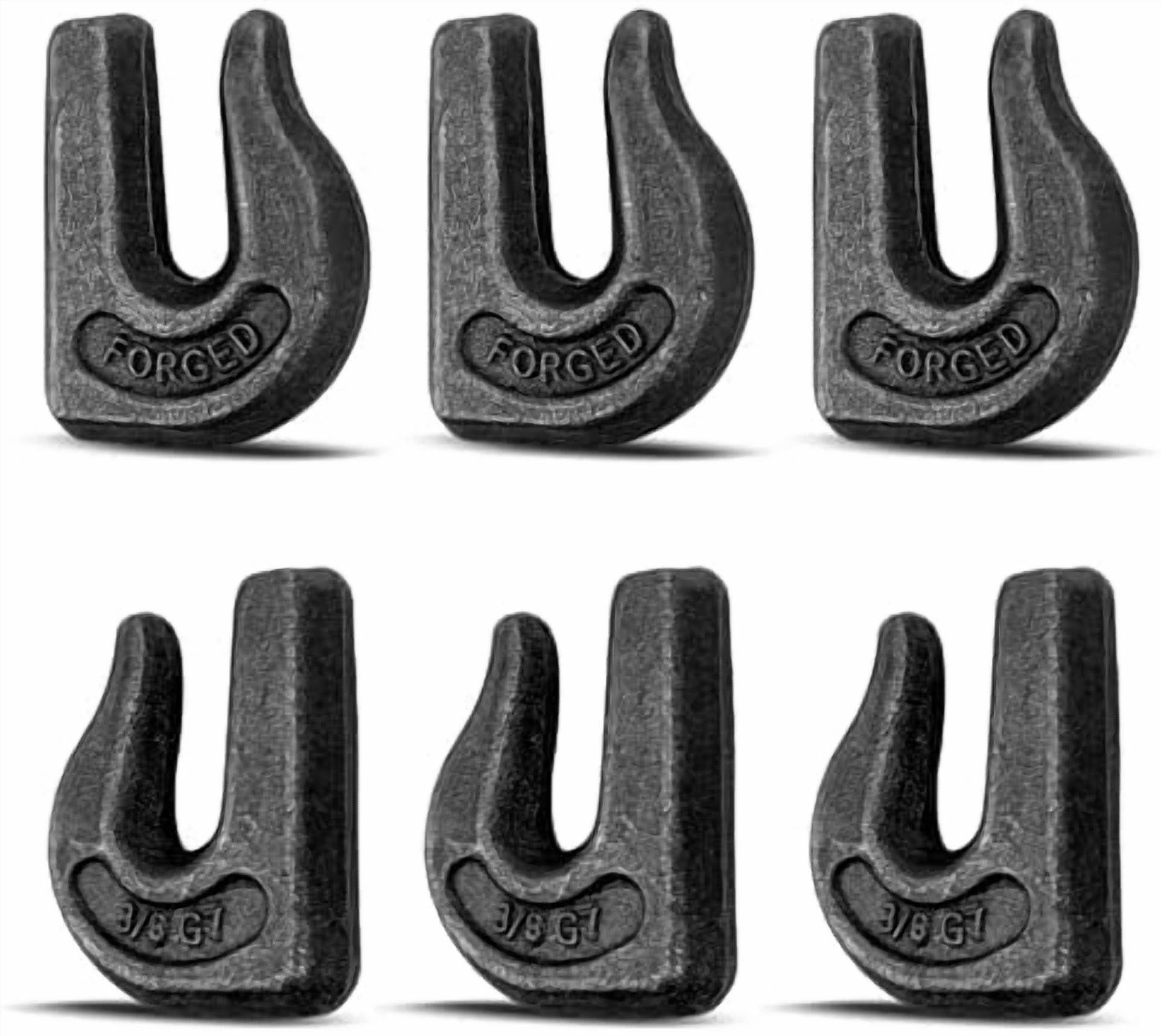 6 Pack 3/8'' Weld on Grab Hook, Heavy Duty Tractor Chain Hooks, G70 ...