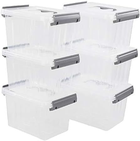 6-Pack 3 L Clear Plastic Latch Storage Boxes with Gray Lids - Walmart.com