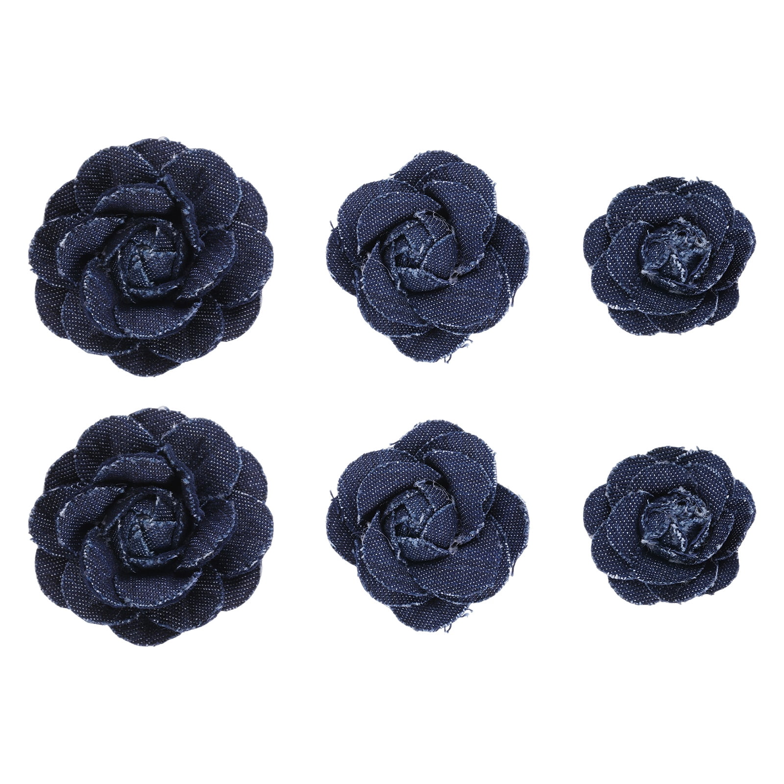 6 Pack 3 Sizes Denim Fabric Flowers, Denim Cloth Flower Patch, Flower ...
