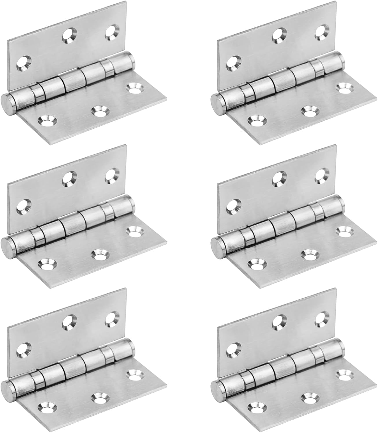6 Pack 3 x 3 inch Door Hinges, Stainless Steel Square Butt Hinges, Ball ...