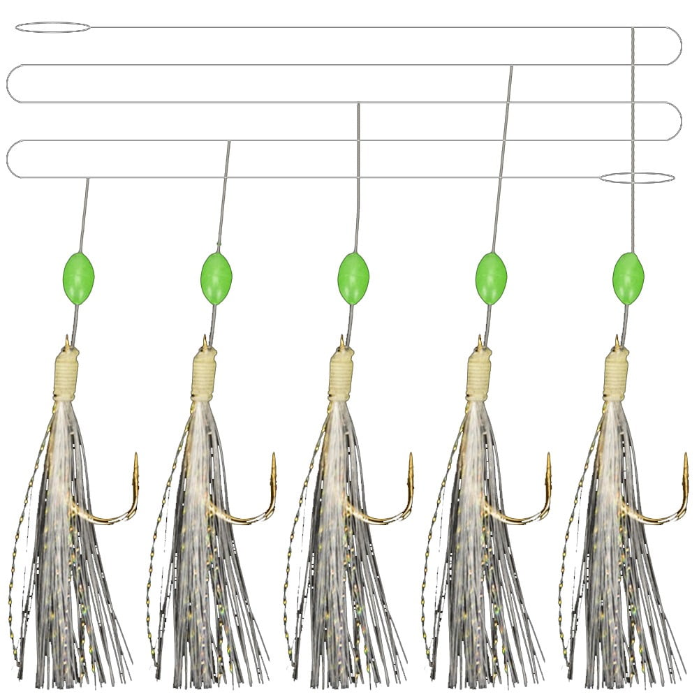 6 Pack/30 Hooks Mackerel Feather Fish Hook Sea Boat Beach Pier Lure ...