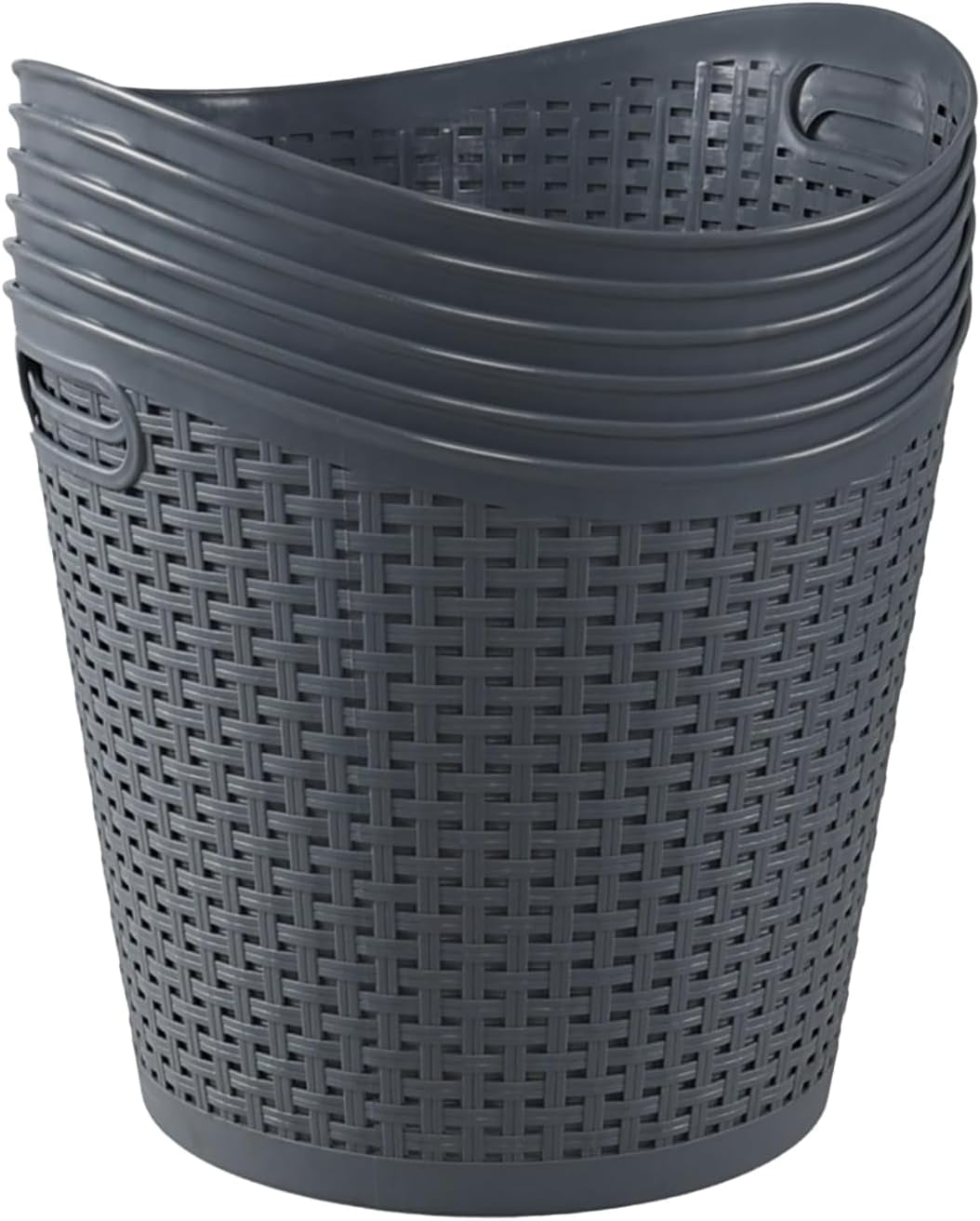 6-Pack 30 L Large Plastic Clothes Hamper, Grey Laundry Storage Baskets ...