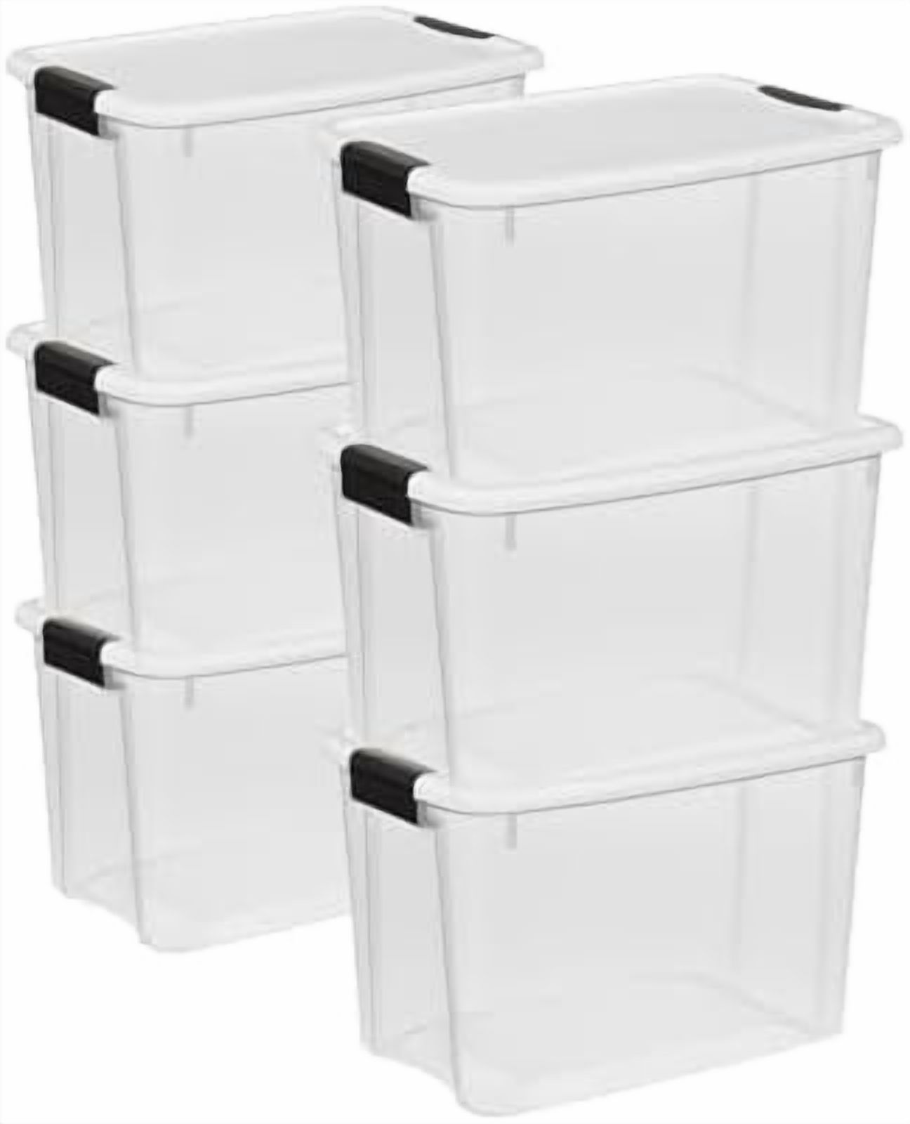 6-Pack 30 Quart Ultra Latch Box, Clear Storage Organizer Bins with ...