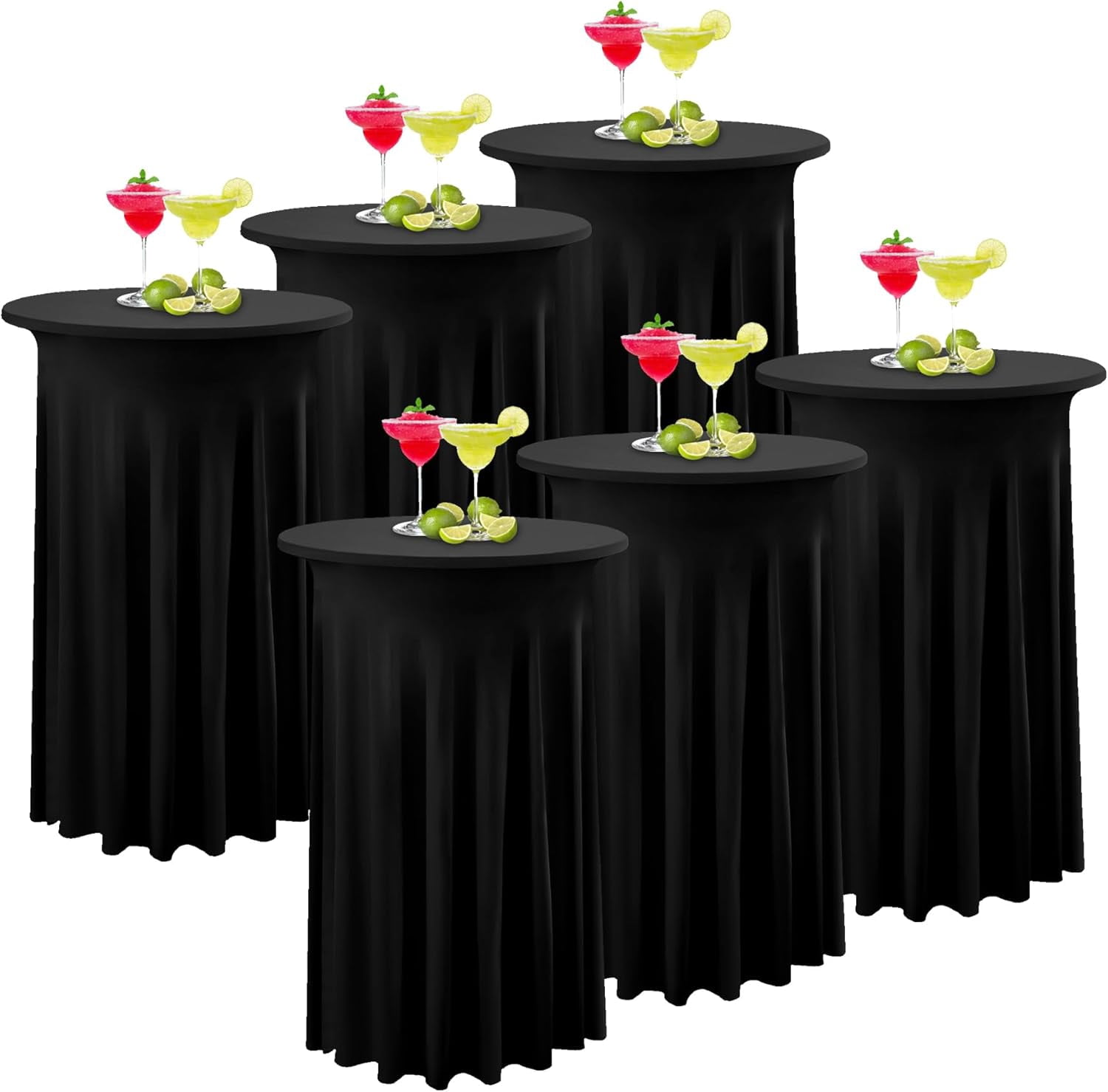 6 Pack 32×43 Inch Black Spandex Coctail Table Cloth,Wrinkle Free ...