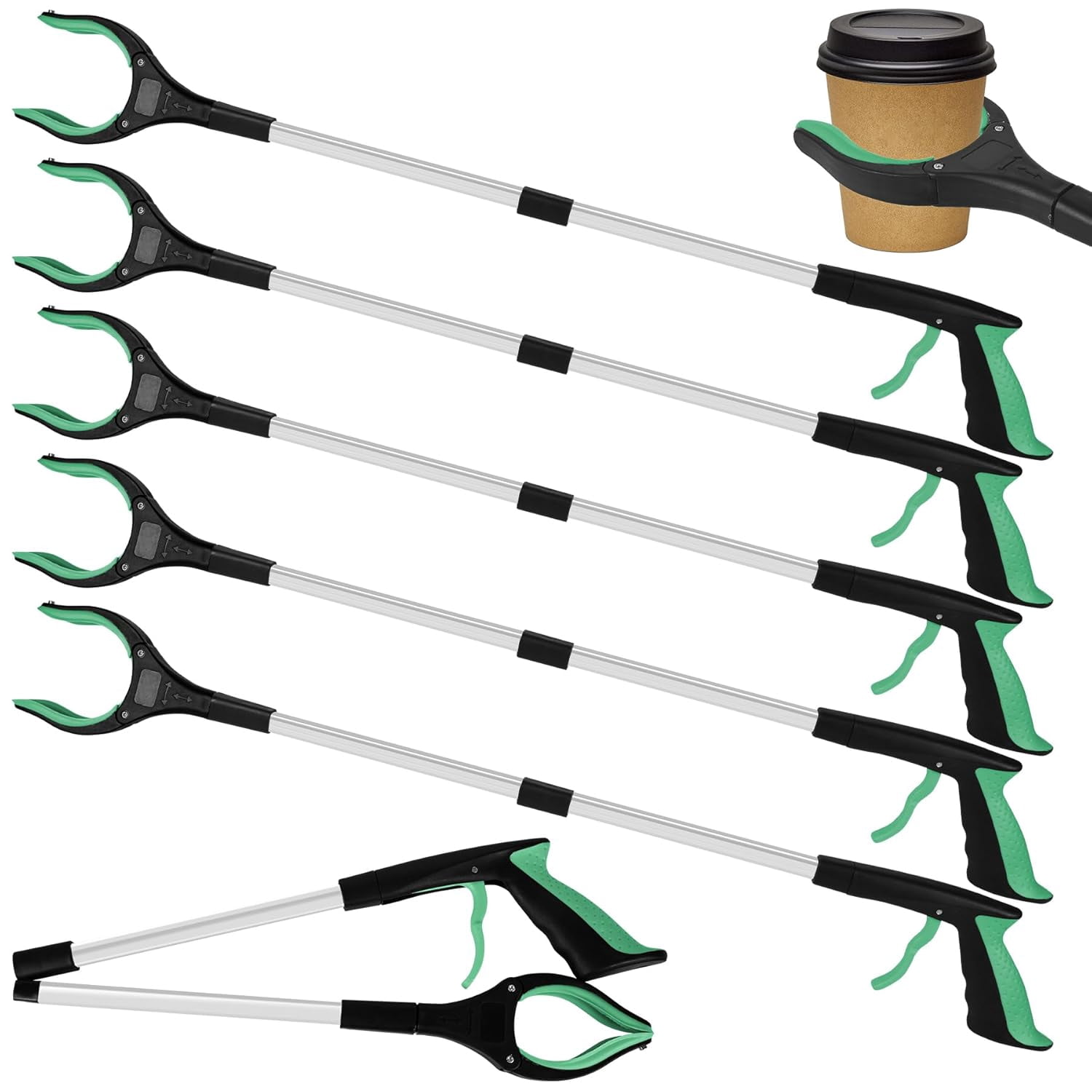 6 Pack 32 Inch Commercial Trash Grabber for Elderly Assist, Heavy Duty ...