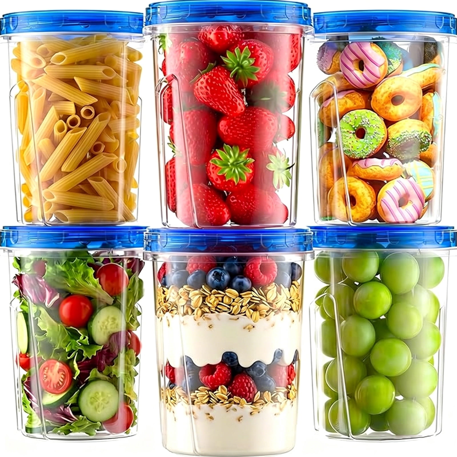 6 Pack-32oz Freezer Storage Containers, Plastic Food Storage Containers ...