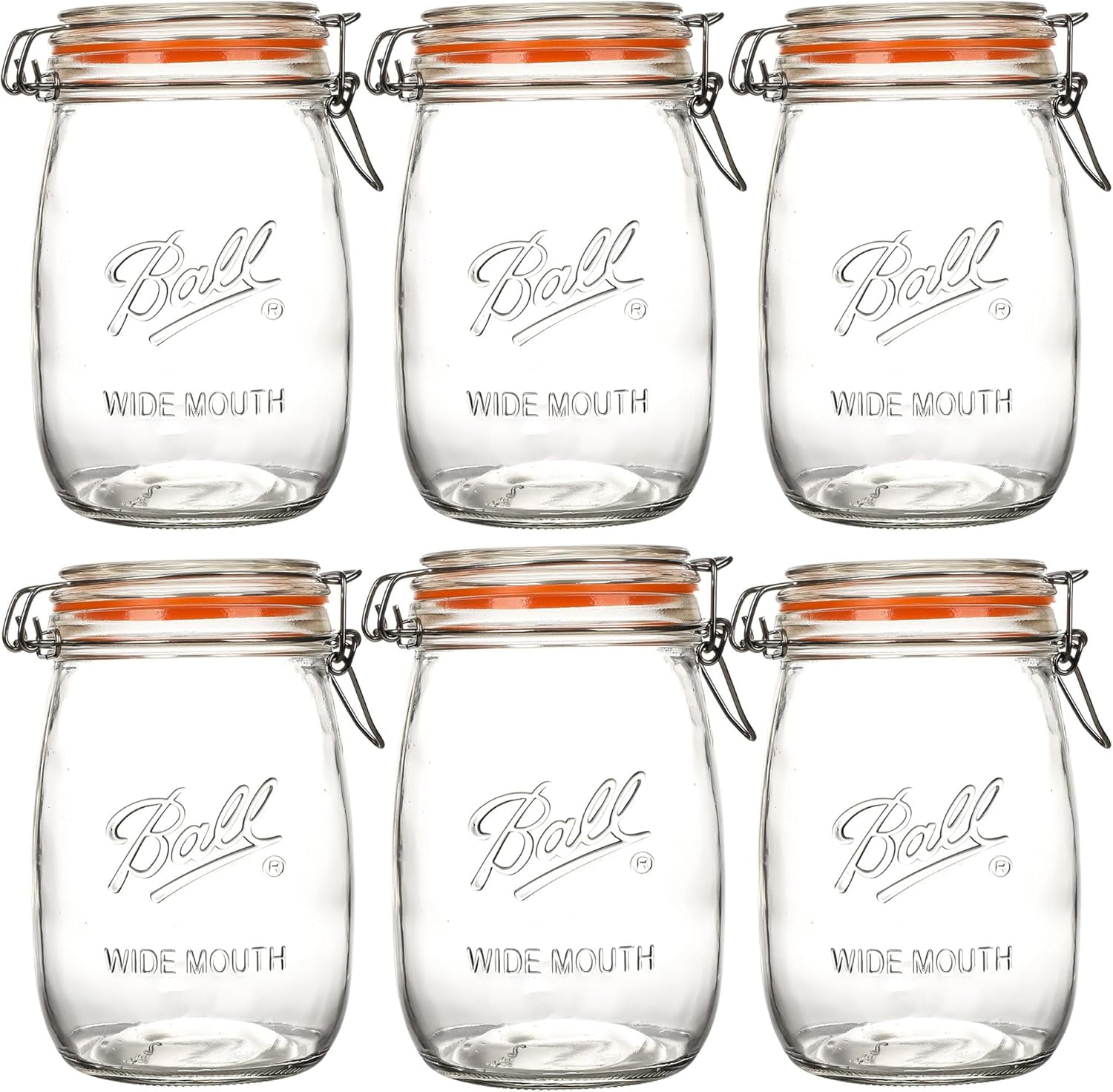 6 Pack 32oz, Kitchen Canning Jar Storage Large Clear Canister Jars with ...