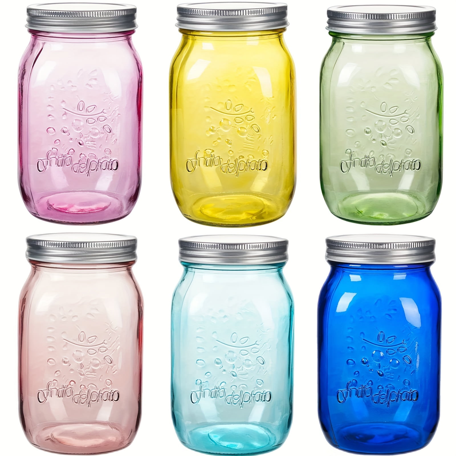 6-Pack 32oz Wide Mouth Colored Mason Canning Jars - Walmart.com
