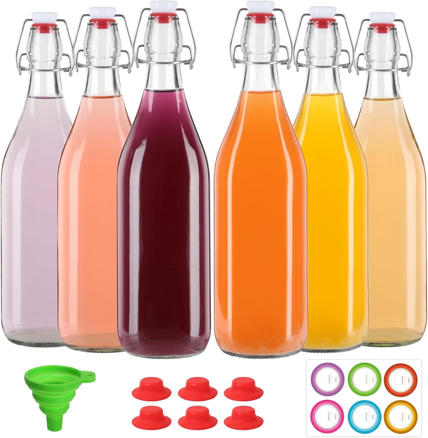 6 Pack 33 oz Swing Top Glass Bottles, Flip Top Brewing Bottle, Airtight ...
