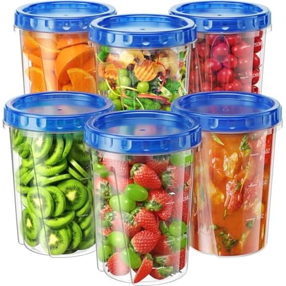 6 Pack-34 oz Freezer Storage Containers, Plastic Food Storage ...